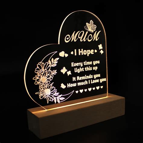 Zosudull Gifts For Mum Personalised Night Light With Adjustable