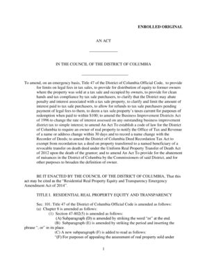 Fillable Online Otr Cfo Dc Residential Real Property Equity And