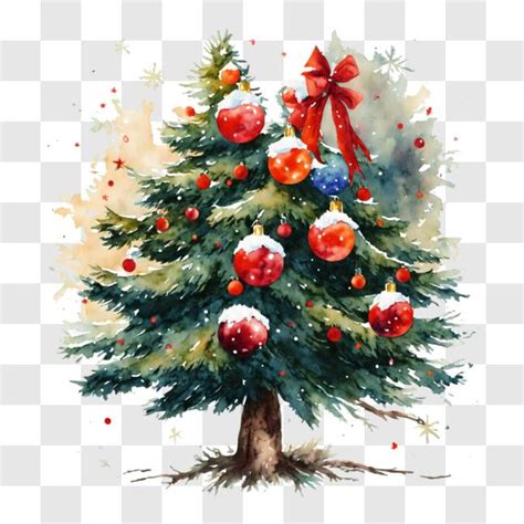 Baixe Árvore de Natal em Aquarela Festiva Enfeites PNG Creative