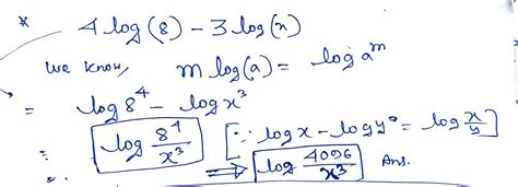 [solved] simplify the following into a single logarithm 4log 8 3log x course hero