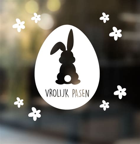 Raamsticker Paasei VROLIJK PASEN Studio Sticker