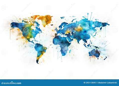 Plano De Mapa Mundial En Acuarela Mapa Del Mundo Multicolor Sobre