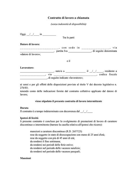 Fac Simile Di Contratti Di Lavoro Gratis Editabili