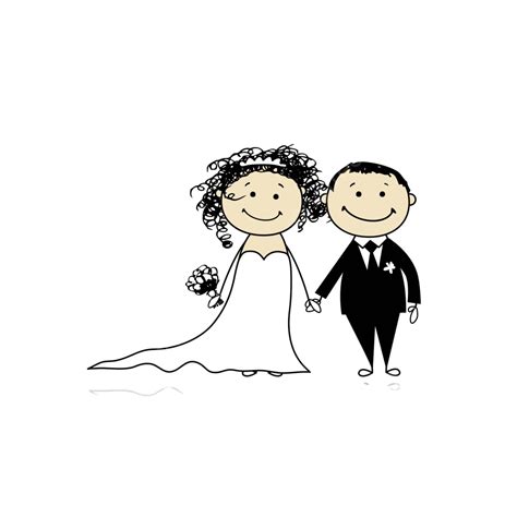 União De Amor Um Desenho Dos Noivos Em Sua Cerimônia De Casamento Vetor Png Romântico Noiva