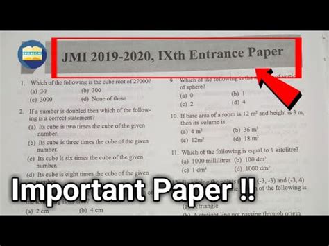 Jamia Class 9 Entrance Exam Question Paper 2020 Last Year Paper Of