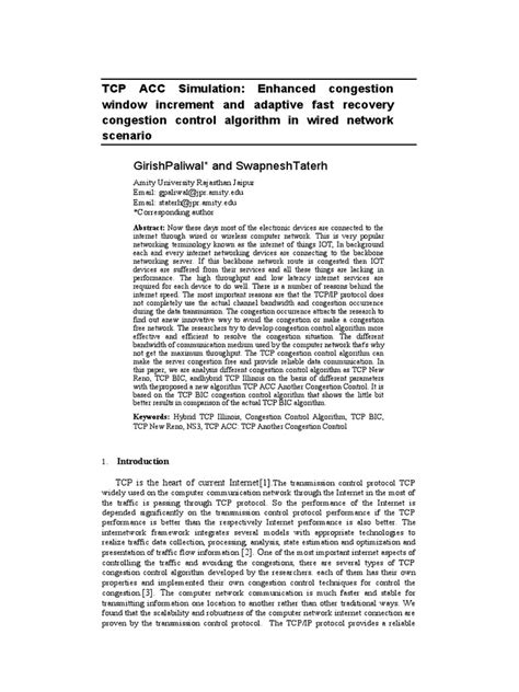 tcp acc simulation enhanced congestion window increment and adaptive fast recovery congestion