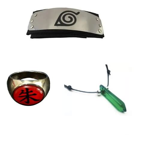 Kit Bandana Naruto Anel Akatsuki Itachi Colar Tsunade Verde