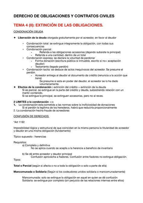 Tema 4 Ii Apuntes DERECHO DE OBLIGACIONES Y CONTRATOS CIVILES