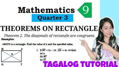 theorems on rectangle 2 proving and solving diagonals are congruent grade 9 third quarter
