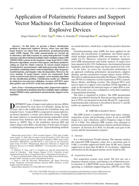 pdf application of polarimetric features and support vector machines for classification of