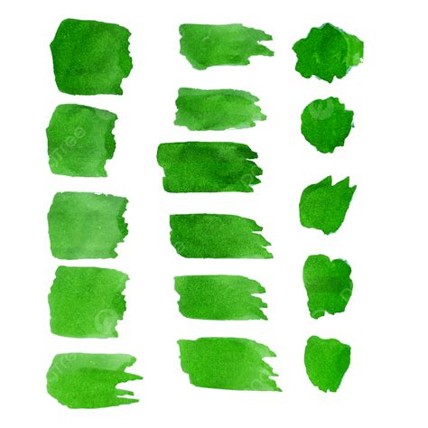 Brush Stroke Set Vector Design Images Green Watercolor Brush Stroke
