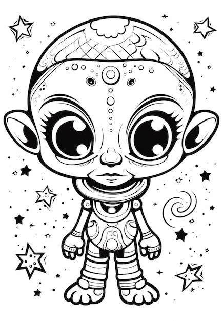 Un Extraterrestre De Dibujos Animados Con Grandes Ojos Y Una Diadema
