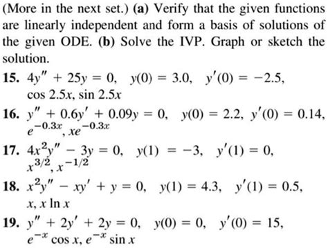 solved a verify that the given functions are linearly independent and form a basis of