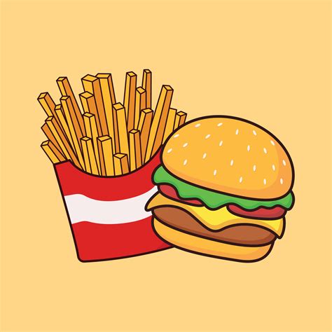 Cheeseburger With Fries Clip Art