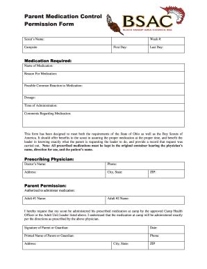 Medication Control Form Fill Online Printable Fillable Blank