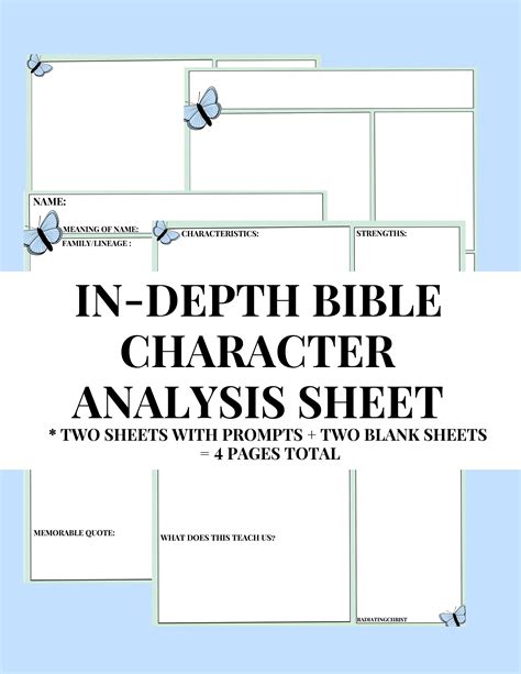 Printable In Depth Bible Character Analysis Template Bible Etsy