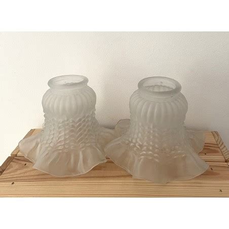 Abat Jours Tulipe Vintage Bords Volant S En Verre D Poli Blanc