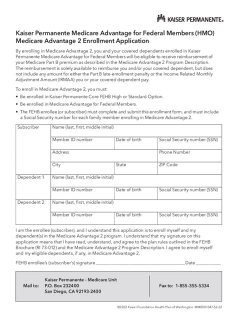 Fillable Online Healthplans Kaiserpermanente Kaiser Permanente Medicare