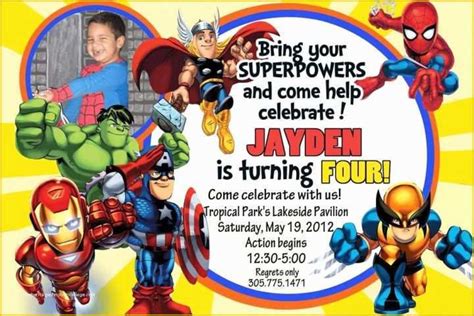 Marvel Party Invitation Template Free Of Marvel Superheroes Squad