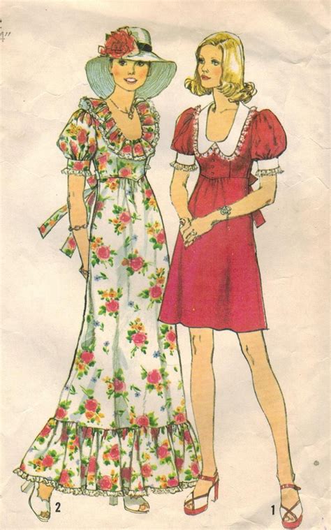 Vintage Dress Patterns 1970s Vintage Sewing 1970s Dress Pattern Vogue