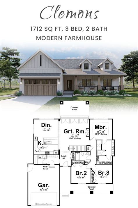 3 Bedroom Modern Farmhouse Style House Plan With Open Floor Plan