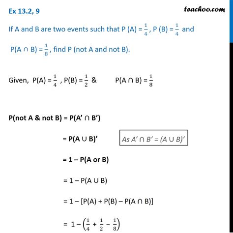 ex 13 2 9 if a and b are two events such that p a 1 4 p b 1 4