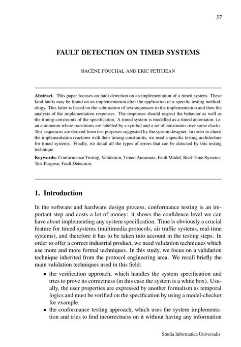pdf fault detection on timed systems