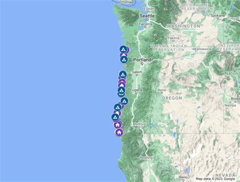 Map Of Oregon Coast Campgrounds Map Of Counties Around London