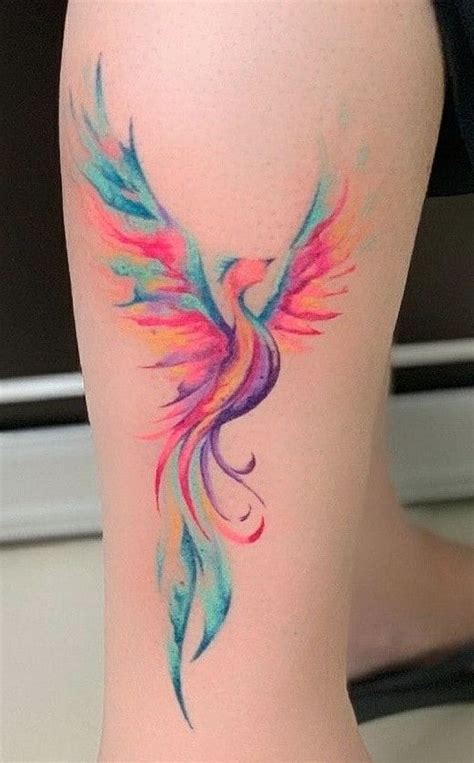 Check Those Color And Watercolor Phoenix Tattoos