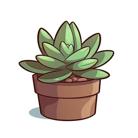 Una Planta En Maceta De Dibujos Animados Con Hojas Verdes Sobre Un