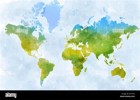 Mundo mapa acuarela ilustración Fotografía de stock Alamy