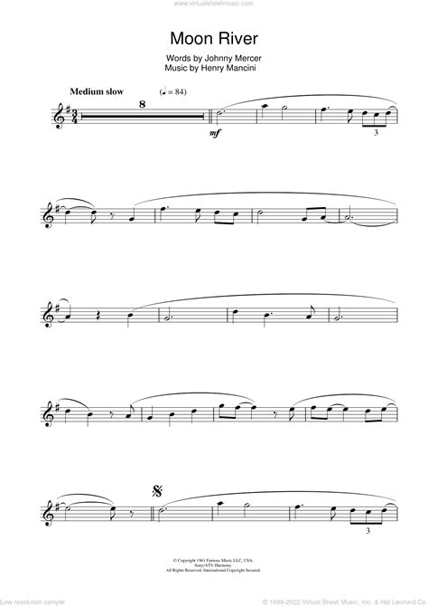 Williams Moon River Sheet Music For Flute Solo Pdf