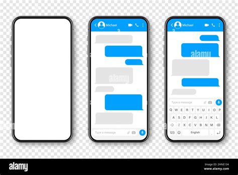 Realistic Smartphone With Messaging App Blank Sms Text Frame