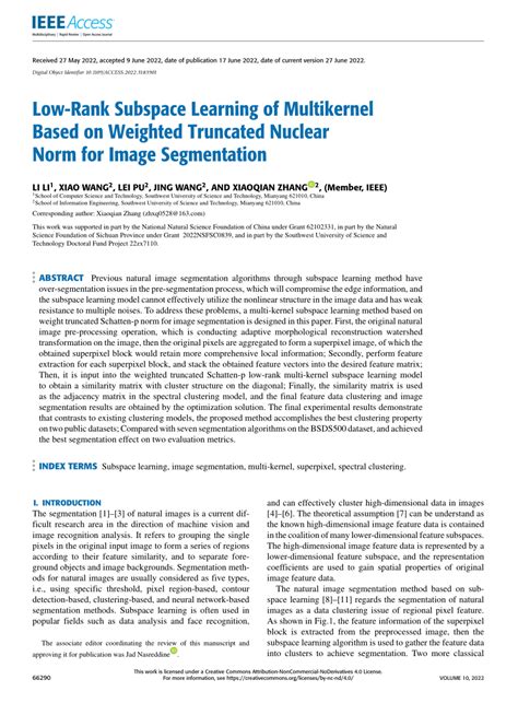 pdf low rank subspace learning of multikernel based on weighted truncated nuclear norm for
