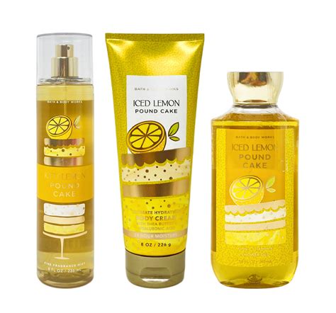 Bath And Body Works Iced Lemon Pound Cake 3 Piece Gift Set Fragrance