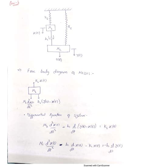 solved 1 consider the two mass system shown in figure 1 derive the two dif tutorbin