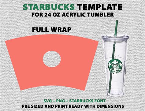 Template Svg Pre Size For Venti Cold Cup 24 Oz Starbucks Cup Australia
