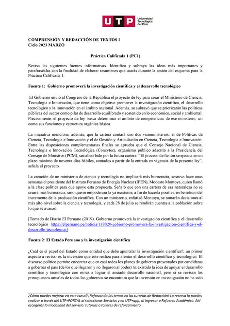 Semana 05 Fuentes de información Práctica Calificada 1 2023 marzo