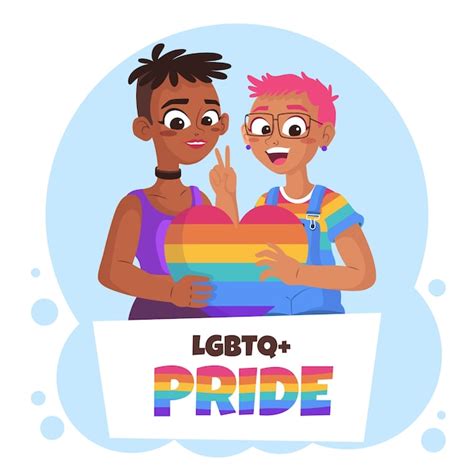 Mes del orgullo dibujado a mano ilustración lgbt plana Vector Premium