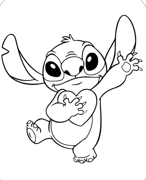 Coloriage Stitch Avec Un Coeur Coloriage Stitch
