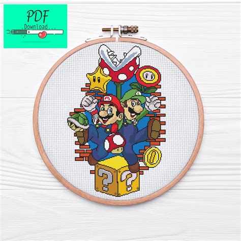 Mario Bros Cross Stitch Pattern Super Mario Cross Stitch Pattern
