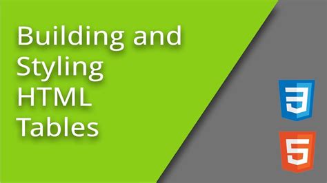 Building And Styling Html Tables Youtube