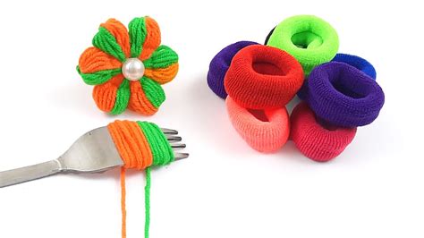 Super Easy Woolen Flower Making Trick With Fork You Will Love It Diy