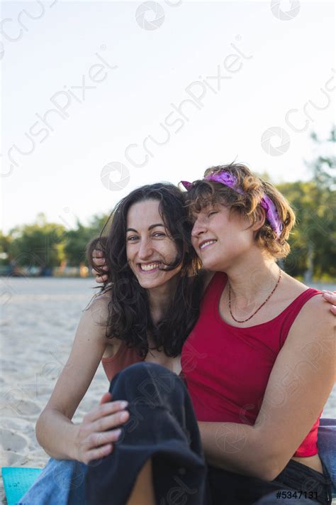 Lesbian Couple On The Beach Stock Photo 5347131 Crushpixel