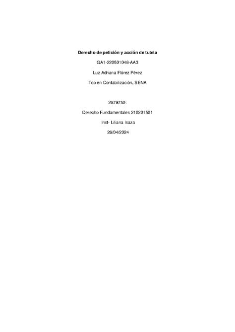 Cuadro Comparativo Derecho De Petici N Y Acci N De Tutela Derecho De