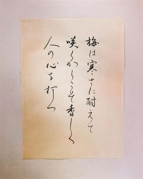 梅花雪裏香 ばいか せつりに かおる 梅の花は 厳しい寒さと 風雪に耐えてこそ 馥郁な 香りを放つ 人も 辛苦を乗り越えてこそ 気骨と 味