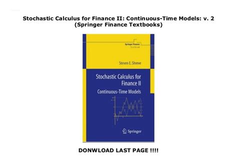 stochastic calculus for finance ii continuous time models v 2 spr…