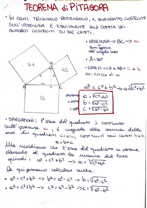 Teorema Pitagora Ed Euclide Appunti Di Geometria Docsity