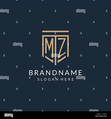 Initial MZ Shield Logo Monoline Style Modern And Luxury Monogram Logo