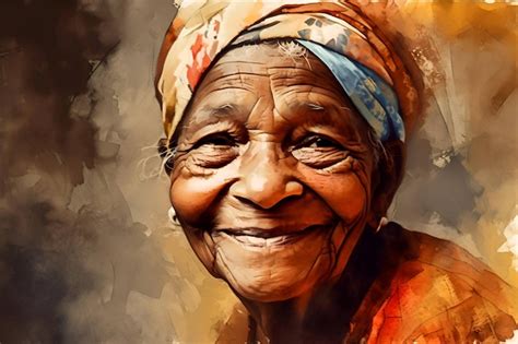 Premium AI Image Old African American Woman Watercolor Generative AI